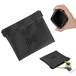 Geekria Soft Elastic Earbuds Pouch Case/Headphone Carrying Bag/Universal Headphone Protection Pouch/Pocket Earphone Case/Coin Purse Change Holder/Portable Travel Bag (Black)