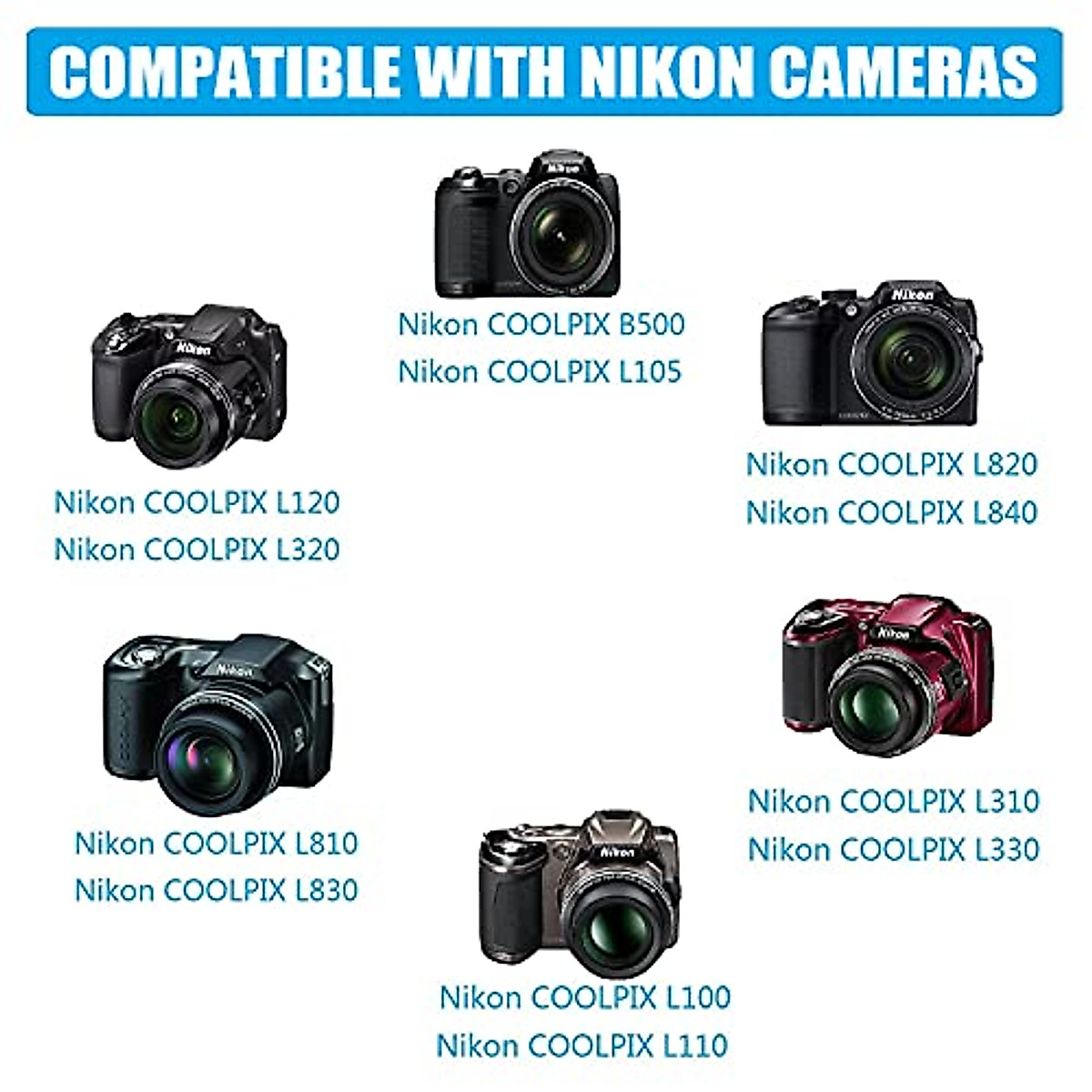 Gonine EH-67 EH67 AC Power Supply Adapter for Nikon Coolpix L840 L830 L820 L810 L340 L330 L320 L310 L120 L110 L105 L100 B500 Cameras.