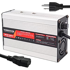 WAOUKS 54.6V 5A Charger 54.6V Lithium Battery Charger Output 3pin C13 N+ L- Connector Used for 13S 48V Li-ion Battery Charger Pack Smart Charger
