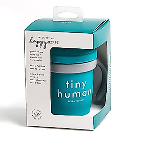 Bella Tunno Happy Sippy Cup – Transition Sippy Cups for Baby 6 Months and Older, Baby and Toddler Sippy Cups with Removable Handles and Non-Toxic, BPA Free Silicone, Tiny Human, 8 oz
