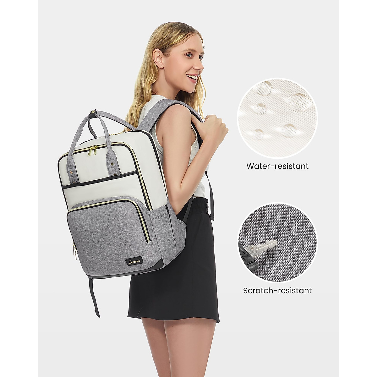 LOVEVOOK Laptop Backpack for Women 15.6 Inch, Travel Backpack Personal Item Size Carry On Bag, Women’S Computer Backpack Work Laptop Bag With Water-Resistant, College Backpack Teacher Nurse Bag, Grey