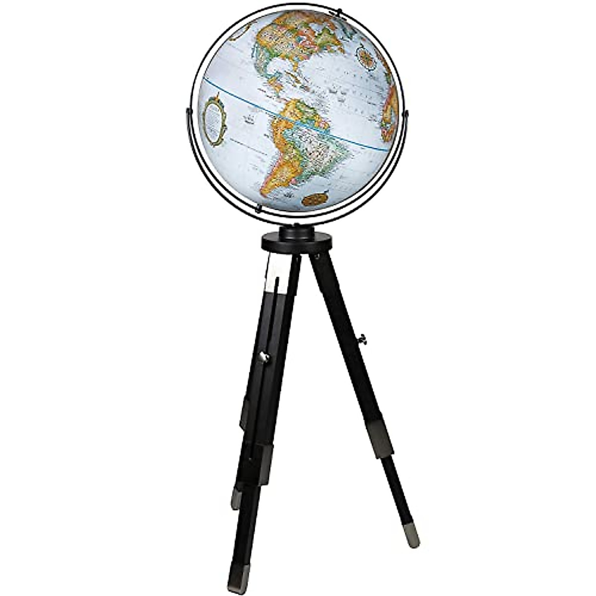 Replogle Willston - Blue Ocean World Globe with Black Metal Tripod Stand, Adjustable Height, Floor Globe, Detailed, Up-to-Date Cartography(16"/40cm Diameter)
