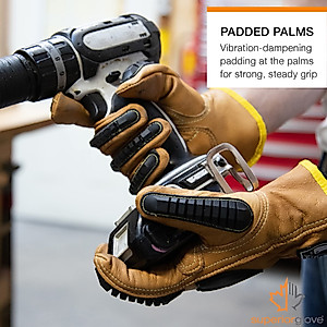 Superior Goatskin Leather Work Gloves - Anti-Impact Backing Hand Protection – Endura Safety Gloves Oil and Water Resistant 378GKVSB (1 Pair) Size Large