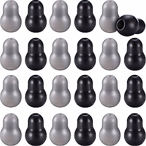 Stethoscope Replacement Earplugs - Universal Silicone Replacement Ear Tips for Stethoscope, Earbuds, Snap Tight Soft-Sealing Ear-Tips (Black and Gray, 24 Pieces)