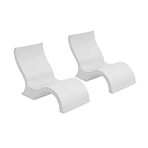 Ledge Lounger Signature in-Pool Low Back Chair for 0-9 inch Water Depths (Set of 2) (White)