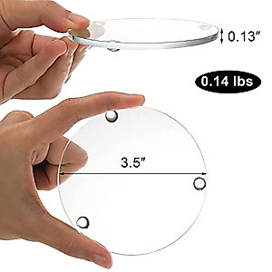 YOUEON Set of 6 Round Glass Drink Coasters, 3.5 Inch Crystal Coasters Decorative Glass Plates Clear Glass Coasters for Mugs, Cups, Dining Tables, Office, Kitchen, Home Decor and Parties