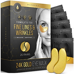 DERMORA Under Eye Mask Patches - 20 Packs - Face Mask Skin Care Products for Puffy Eyes, Dark Circles, Wrinkles and Fine Lines - Cruelty-Free & Vegan Eye Patches - Stocking Stuffers for Women & Men