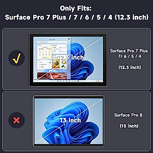 [2 Pack] Anti Blue Light Screen Protector for Microsoft Surface Pro 7+, Pro 7, Pro 6, Pro 5, Pro 4/3, Easy Installation, Scratch Resistant, Ultra HD, Anti Fingerprint, Anti Glare Screen Protector for 12.3 inch Surface Pro 7 Plus/7/6/5/4/3