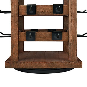 Ikee Design 5 Tiers Easy Assemble Wood Rotating Jewelry Display Tower with 42 Removable Hooks,Spinning Earring Card Storage Display Stand for Store, Showcase, Tradeshow and Home,Brown Color