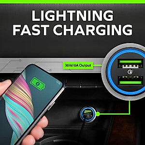 Mongoora Car Charger Adapter - Metal, Portable, 3.0 Car Chargers with Dual USB Ports and Fast Charging Technology - Compatible with iPhone, iPad, Samsung Galaxy - White Elephant, Stocking Stuffers