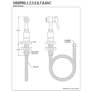 Kingston Brass Gourmetier KBSPR1 Kitchen Faucet Sprayer with Hose, Polished Chrome