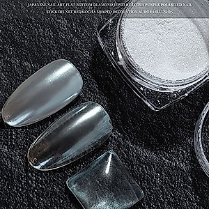 4 Boxes White Aurora Nail Powder, Holographic Pearlescent Glitters