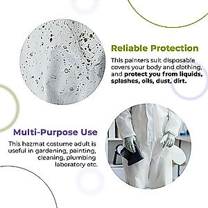 AMZ Medical Supply Disposable Coveralls for Men & Women Large. 5 Pack of 60 GSM Microporous White Hazmat Suits Disposable. Disposable Hazmat Suit with Hood, Boots, Elastic Wrist, Lower Back, Zipper