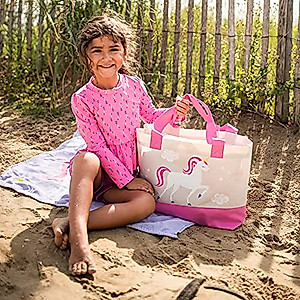 Wildkin Tote Bag for Kids & Adults, Measures 19.5 x 13 x 4.5 Inches, Polyester Fabric Travel Tote Bags, Features Two Durable Carrying Handles with Moisture-Resistant Interior Lining (Unicorns)