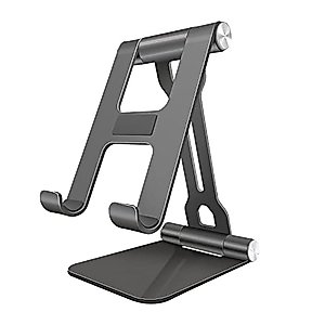 Cell Phone Stand, Adjustable Foldable Aluminum Desktop Phone Holder Cradle Dock Compatible with iPhone 14 13 12 11 Pro Max, SE, XR, 8 Plus, Android Smartphone, Pad, Desk Accessories
