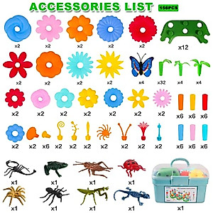 Birthday Toys Gifts for 2 3 4 5 6 Years Old Toddlers Girls Boys (156PCS), Flower Garden Building Stacking Puzzle Games & Activities, Educational Learning Toys for Preschool Kids Age 2+