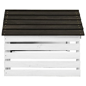 vidaXL Solid Firwood Robotic Lawn Mower Garage, Protective Outdoor Shed for Lawn Mower and Charging Station, Durable rain and UV Resistant Cover, 30.7"x29.1"x21.3", Black and White