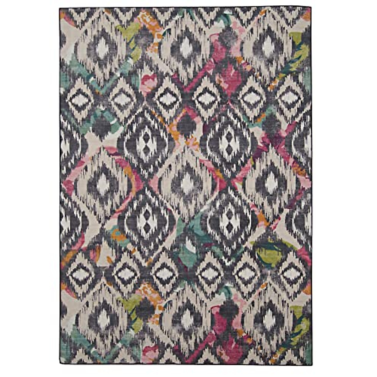 Linon The Anywhere Indoor Outdoor Washable Kauai Ivory & Charcoal 7' X 9' Area Rug