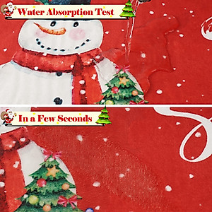 ASPMIZ 2 Pcs Merry Christmas Kitchen Rugs, Red Winter Area Rug Set of 2 Non Slip Washable, Absorbent Anti Fatigue Snowmen Kitchen Mat for Laundry Bathroom Bedroom Xmas Decor, 17'' x 47'' + 17'' x 30''