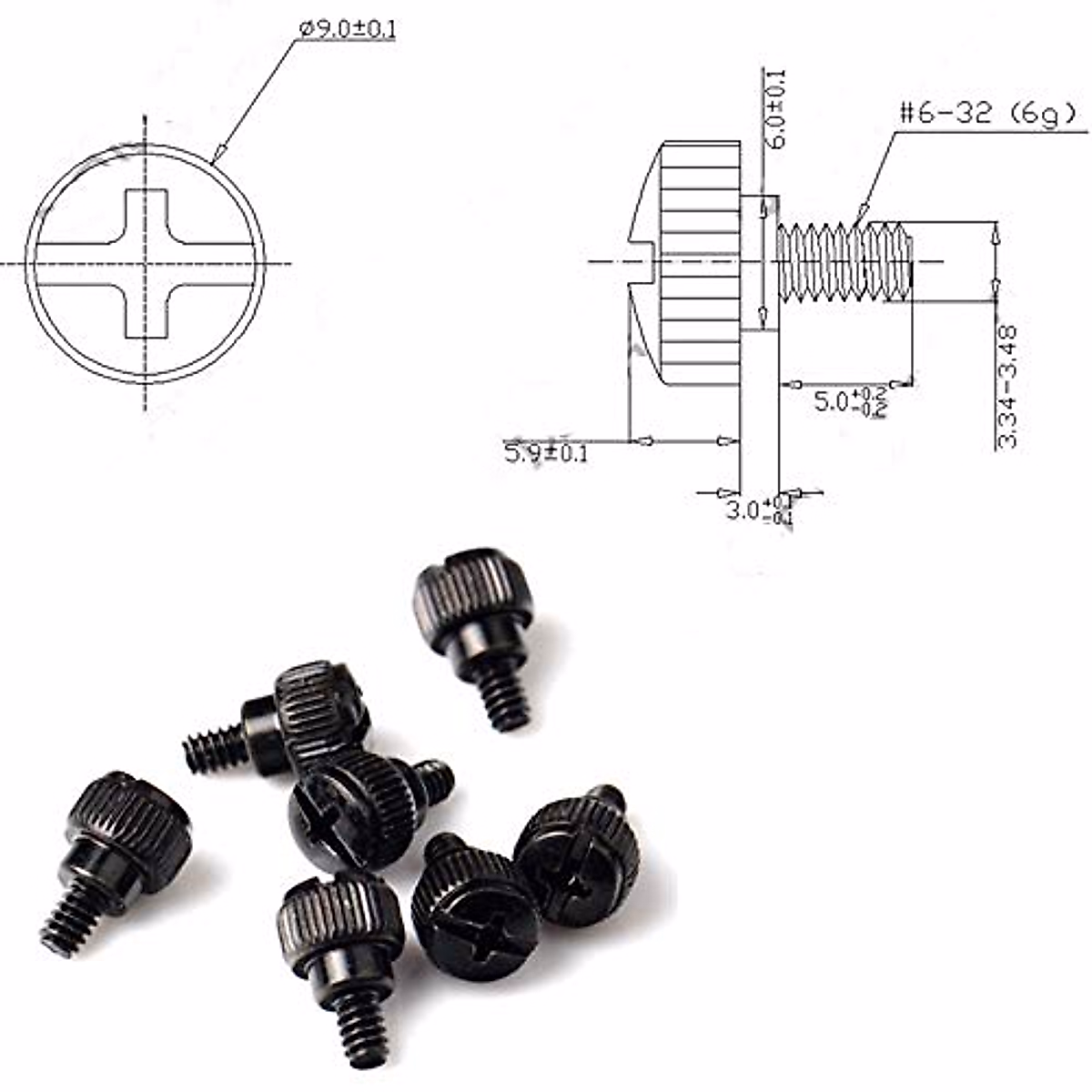 Screw 50pcs Black/Sliver Desktop Computer Case Thumb Thumbscrews Screws 6#-325 PC Qualified - (Color: Silver)