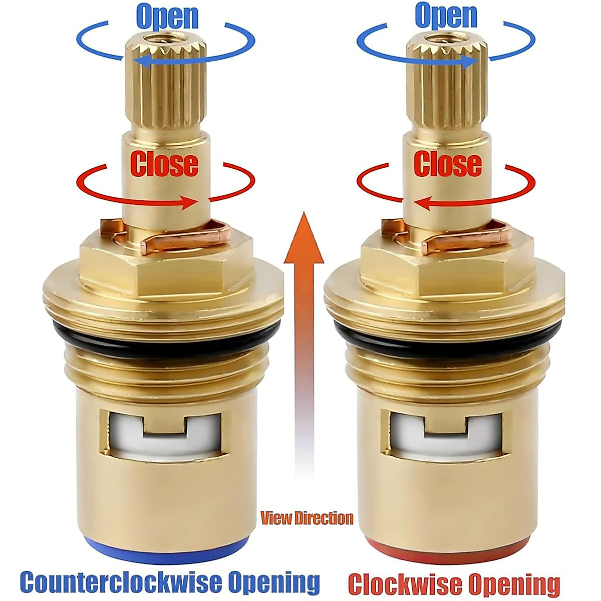 Wolfride 2Pcs Faucet Cartridge Replacement, 20 Teeth G1/2" Brass Ceramic Stem Disc Cartridge Cartridge Faucet Valve Hot and Cold for Bathroom Kitchen Faucets