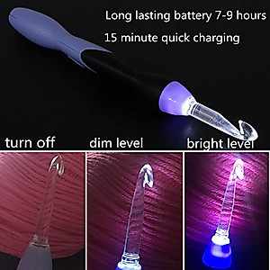 Lighted Crochet Hooks Set- Rechargeable Crochet Hook with Latest Case, 9 in 1 Interchangeable Heads Light Crochet Hooks with Accessories