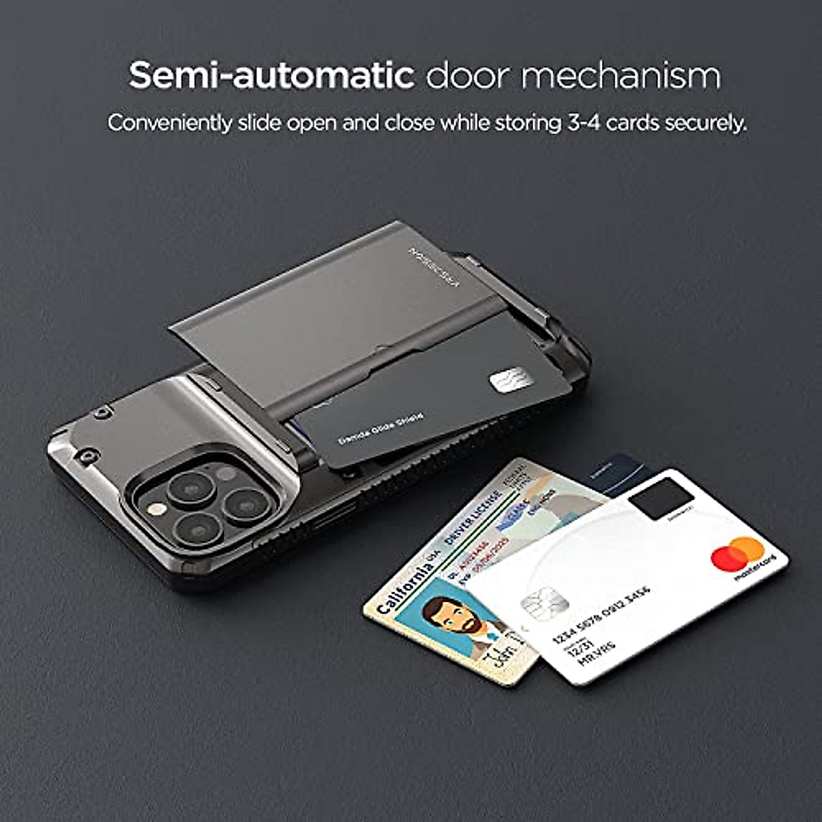 VRS Design Damda Glide Pro Phone Case for iPhone 13 Pro Max, Sturdy Semi Auto Wallet [4 Cards] Case Compatible for iPhone 13 Pro Max Case (2021)