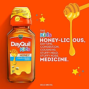 Vicks Kids NyQuil/DayQuil Honey Cold & Cough + Congestion Relief Combo Pack for Nighttime & Daytime Cough & Congestion, Flavored with Real Honey, for Children Ages 6+, 8 FL OZ NyQuil, 8 FL OZ DayQuil
