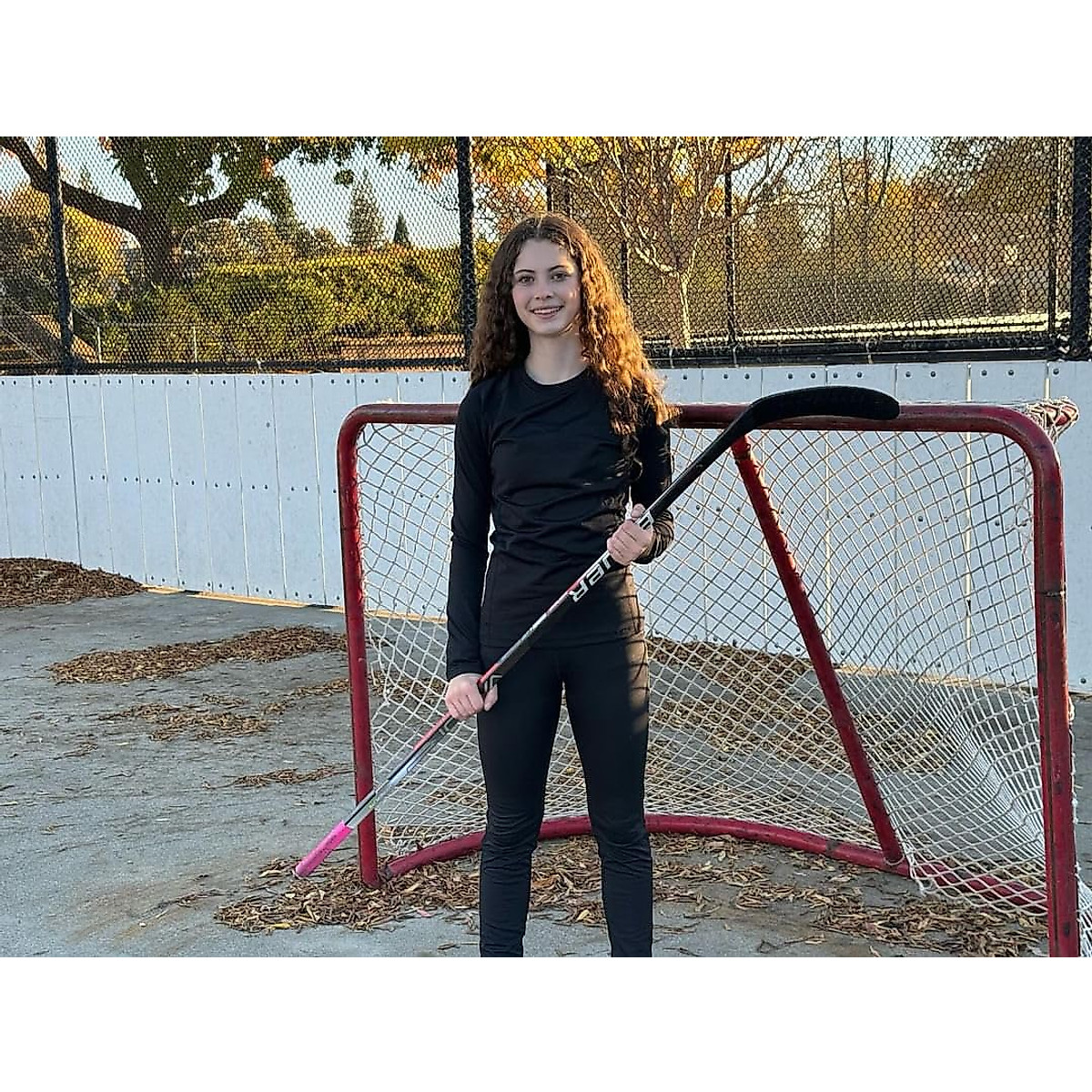 COOLOMG Women's Compression Shirts Crewneck Long Sleeve Cool Dry Base Layer Top Black Small