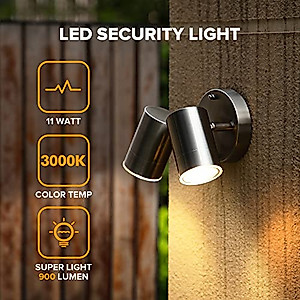 LUTEC 900 Lumen 11W LED Wall Light Outdoor, 3000K Waterproof Stainless Steel Modern Flood Light, Adjustable Dual-Head Exterior Light Fixture Wall Sconce for Porch Patio Garage Garden