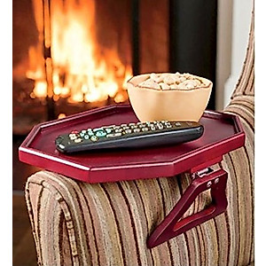 Wooden Clip-On Armchair Table with Protective Lip, in Cherry by Jumbl