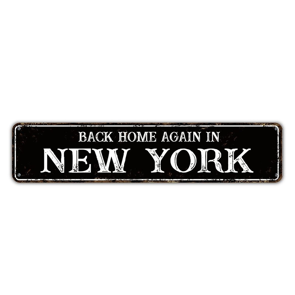 Customized Country Metal Plaque Back Home Again in New York Signs Our First Christmas in City/State Metal Signs Outdoor for Office Yard Room Home Décor 4x18in