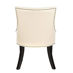 Safavieh Mercer Collection Christine Cream Leather Nailhead Dining Chair, Set of 2
