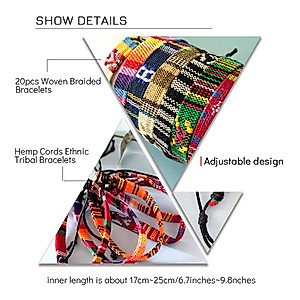 WAINIS 20PCS Wrap Friendship Bracelets Men Women Hemp Cords Ethnic Tribal Bracelets Wristbands