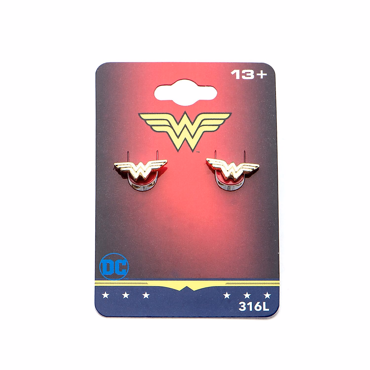DC Comics Women's Wonder Woman Gold Plated Stud Earrings, One Size