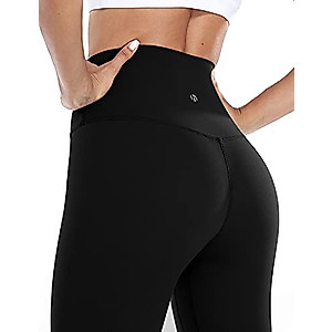 HeyNuts Essential High Waisted Yoga Leggings for Tall Women, Buttery Soft Full Length Workout Pants 28'' Black M(8/10)