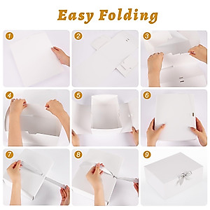 Moretoes 20 Pack Gift Boxes with Lids, White 10x8x4 Inch Gift Boxes, Bridesmaid Proposal Box with Ribbon, Large Paper Boxes for Snacks, Candy, Toys, Birthday Party, Wedding, Halloween, Christmas