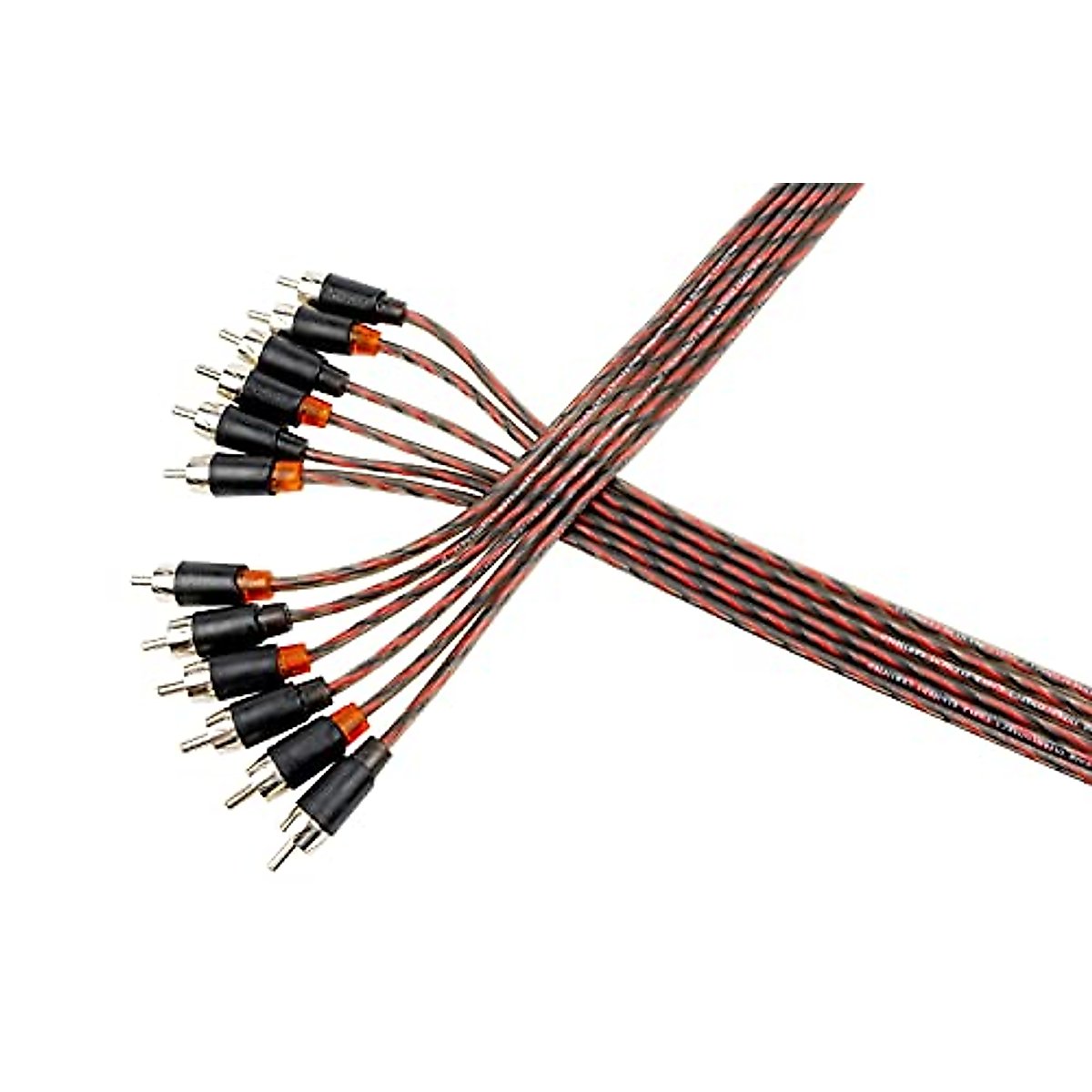 ALPHASONIK 17 Feet Premium 6 Channel Hyper-Flex RCA Interconnect Signal Patch Audio Cable with X-Radial Twist Wire Technology 100% Oxygen Free Copper Element Certified Multiple Applications FLEX-R66