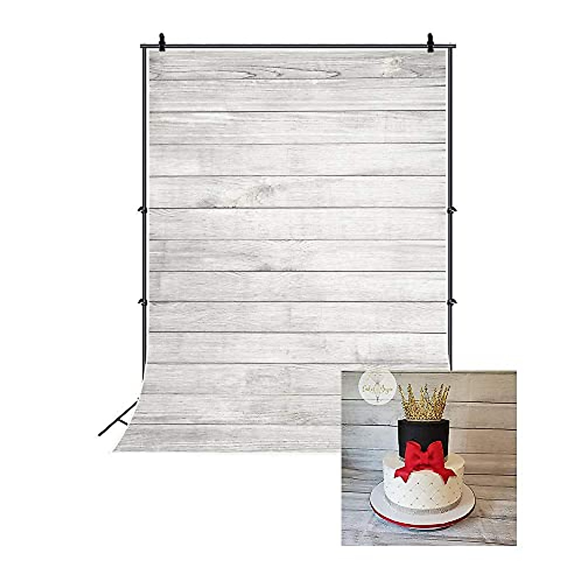 LFEEY 5x7ft White Wood Backdrops for Photography White Wood Floor Wooden Fence Panels Birthday Cake Smash Backdrop Boy Girl Newborn Baby Shower Portrait Photography Backgrounds Photo Studio Props
