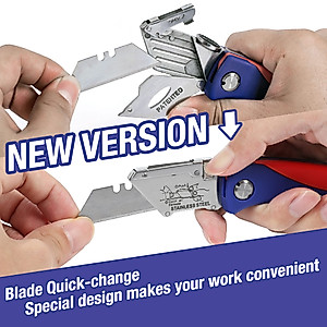 WORKPRO 2-in-1 Folding Utility Knife And Box Cutter with 25pcs SK5 Blades Extra