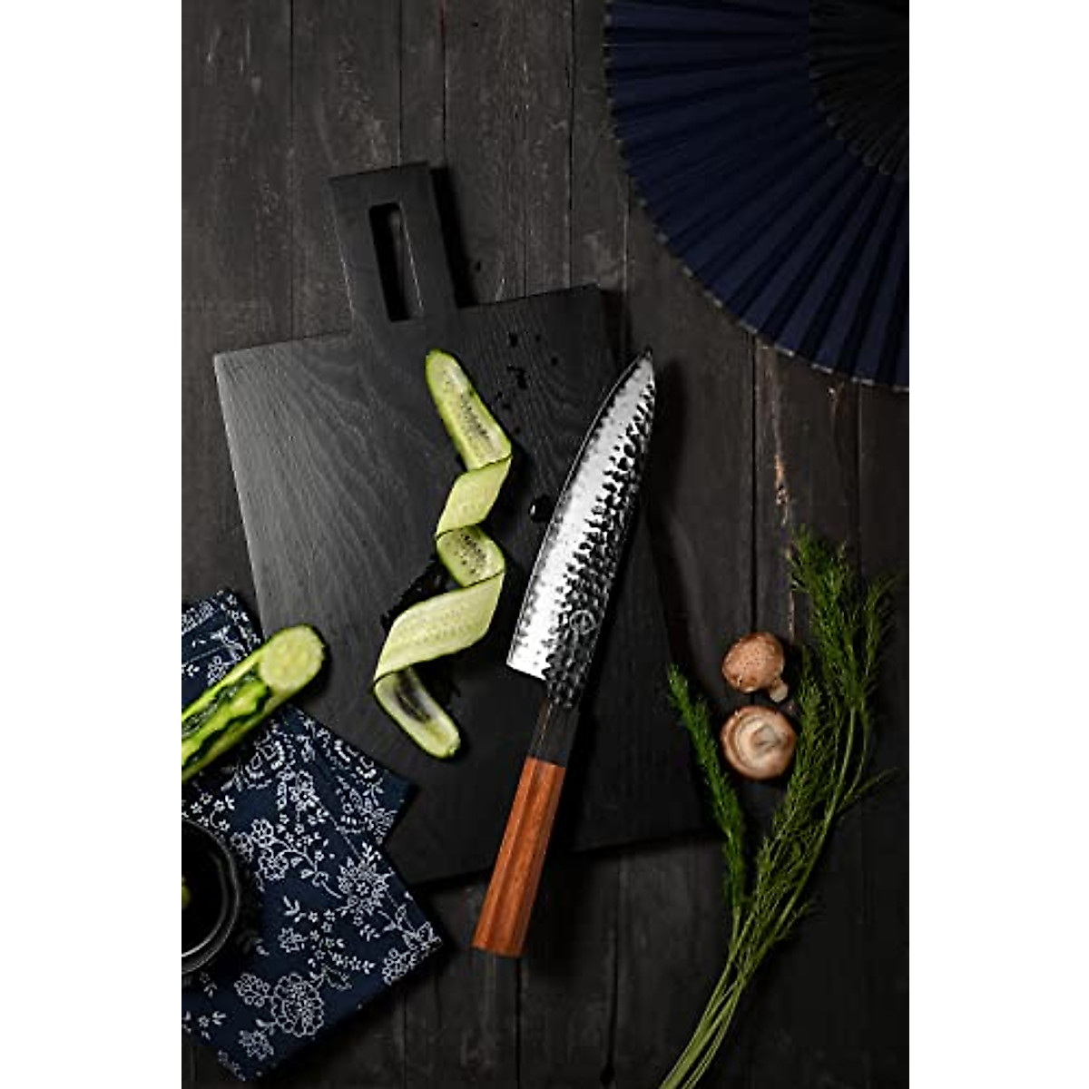 Chef Knife 8-Inch Handmade Forged Pro Japanese Sharp AUS10 High Carbon 3-layer Steel Kitchen Meat Vegetable Sushi Gyuto Cutting Cleaver Kitchen Chef Knife[Gift Box &Wooden Sheath]–Wooden Handle