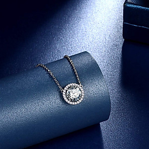 beautlace April Birthstone Necklaces/Stud Earrings/Rings/Bracelets Set Silver Plated Round Shape Jewelry Sets White Birthstone Jewelry Birthday Gifts for Men and Women KS0019W