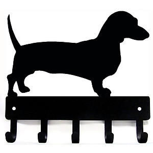 The Metal Peddler Dachshund Dog - Key Holder for Wall - Small 6x5 inch with 5 Hooks - Made in USA; Dog Lover Gifts; Home décor