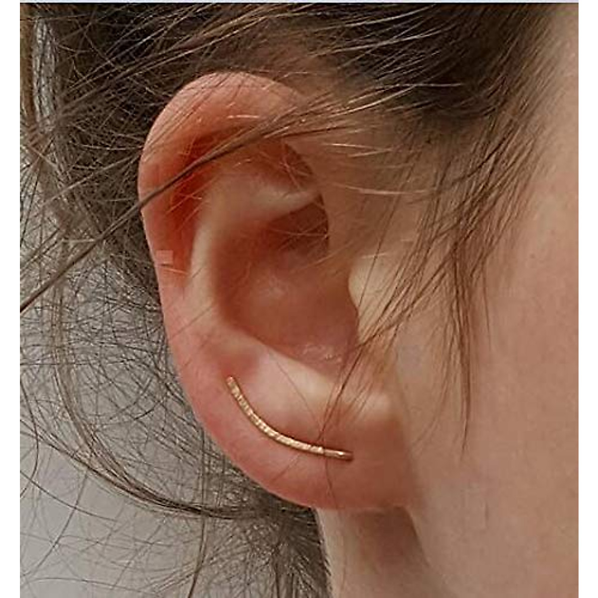 Gold Ear Climber - Dainty Hammered Ear Crawler Simple Minimalist 14k Gold Filled Ear Climbers