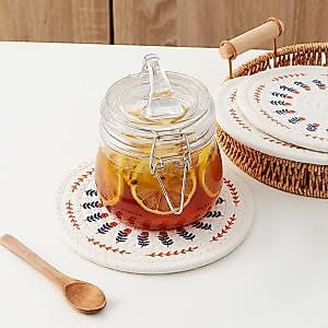 Lifaith Kitchen Pot Holders Set Trivets 3pcs Set,100% Pure Cotton Thread Weave Hot Pot Holders, Stylish Coasters, Hot Pads, Hot Mats, Spoon Rest for Cooking and Baking by Diameter 7 Inche, Flower