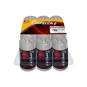 Impecca C Batteries High-Performance Alkaline C Cell Battery with A 10 Year Ultra Long Lasting Shelf Life Leak Resistant 1.5V All-Purpose Batteries Platinum Series, 12-Pack