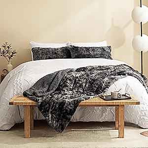 joybest Faux Fur Throw Blanket for Couch, Tie-Dye Reversible Fuzzy Blankets, 50x60 Inches Soft Sherpa Blanket for Sofa and Bed