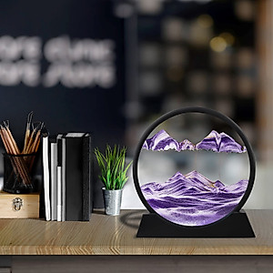 Dynamic Sand Art, Moving Sand Art with 3D Deep Sea Sandscape, Relaxing Sand Painting for Kids & Adluts in Desktop Home Office (Purple 7")