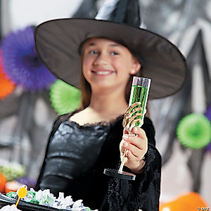 Fun Express Set of 12 Pieces Skeleton Hand Flute Glasses, Holds 2 oz, BPA Free Plastic, Halloween Party Decorations