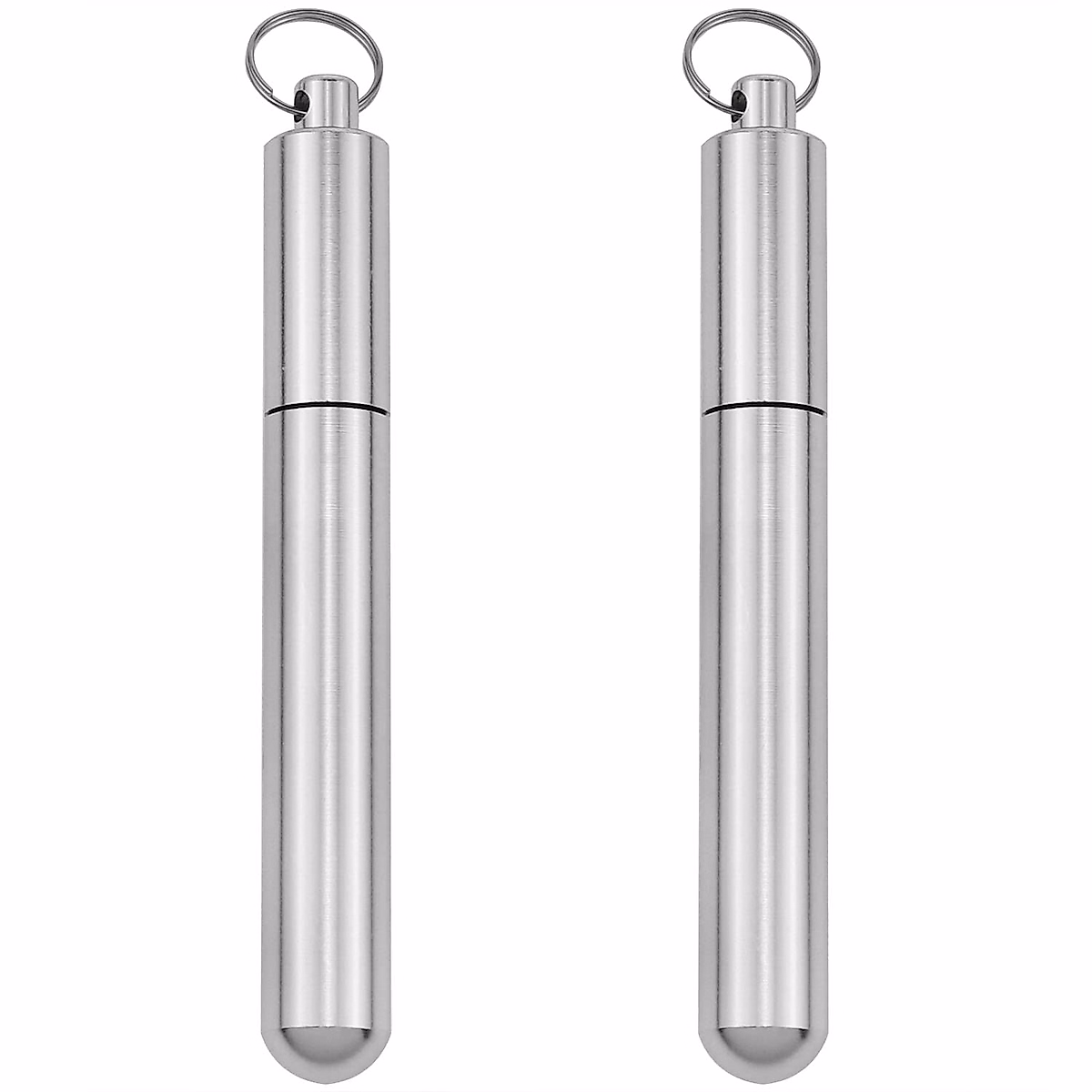 Haidong Portable Toothpick Holder,Portable Toothpick Box, Metal Toothpick Portable Toothpick Box, Pocket with Keychain Toothpick Container Suitable for Outdoor Camping Travel Picnic (2pcs)